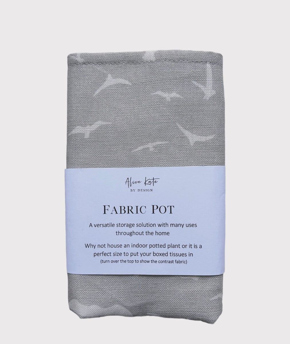 Fabric Pot ~ Seagulls Gustavian gray – Alice Kate by Design